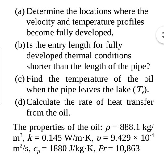 Solved Consider the flow of oil at20 Cin a 30-cm-diameter | Chegg.com
