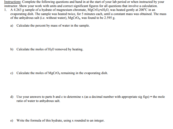 Solved Instructions: Complete the following questions and | Chegg.com