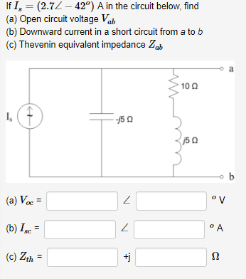 Solved If 18 (2.7L-42°) A in the circuit below, find (a) | Chegg.com
