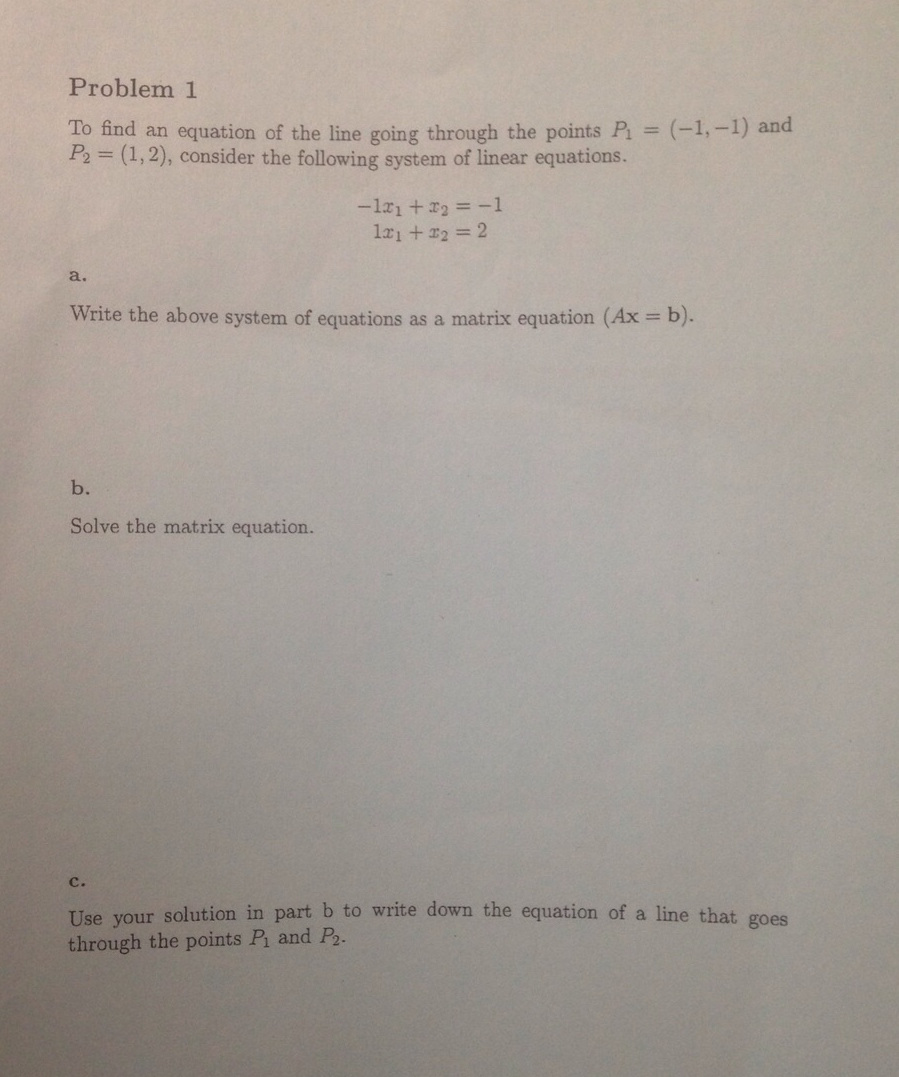 Solved To find an equation of the line going through the | Chegg.com