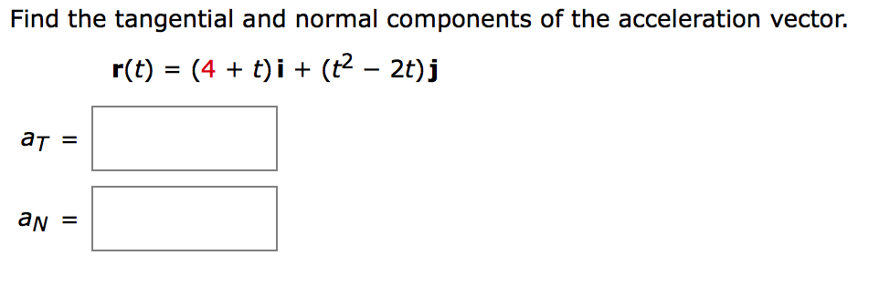 Solved Find the tangential and normal components of the | Chegg.com