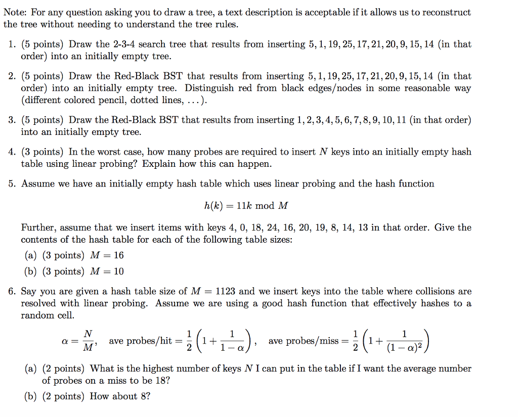 Solved Note: For any question asking you to draw a tree, a | Chegg.com