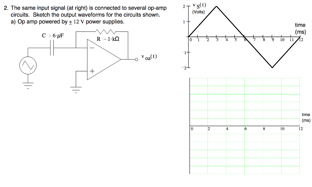 Solved 2 2. The same input signal (at right) is connected to | Chegg.com