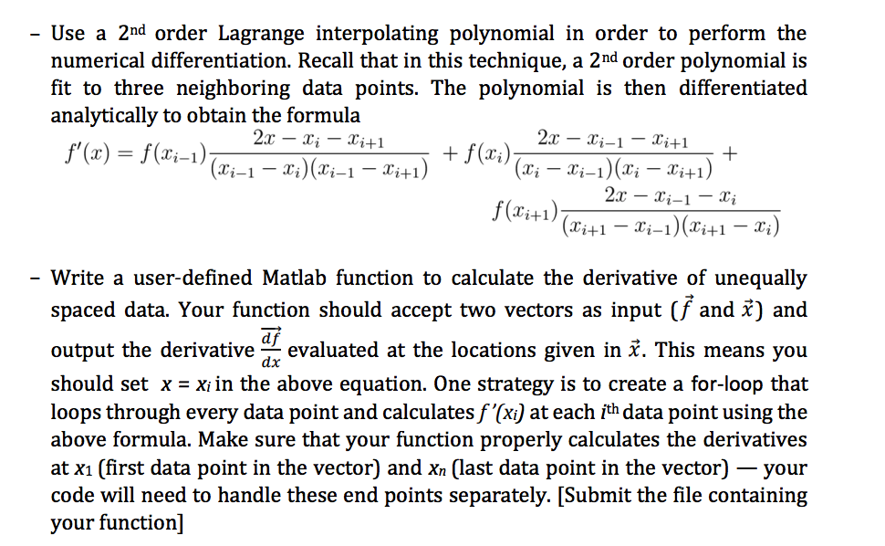 Solved - Use a 2nd order Lagrange interpolating polynomial | Chegg.com