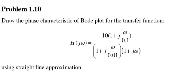 Solved Draw the phase characteristic of Bode plot for the | Chegg.com