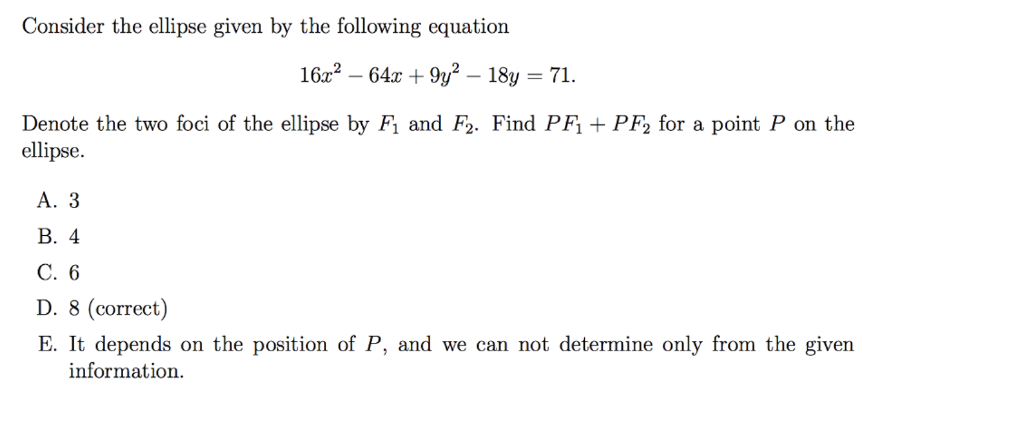 Solved Consider the ellipse given by the following equation | Chegg.com