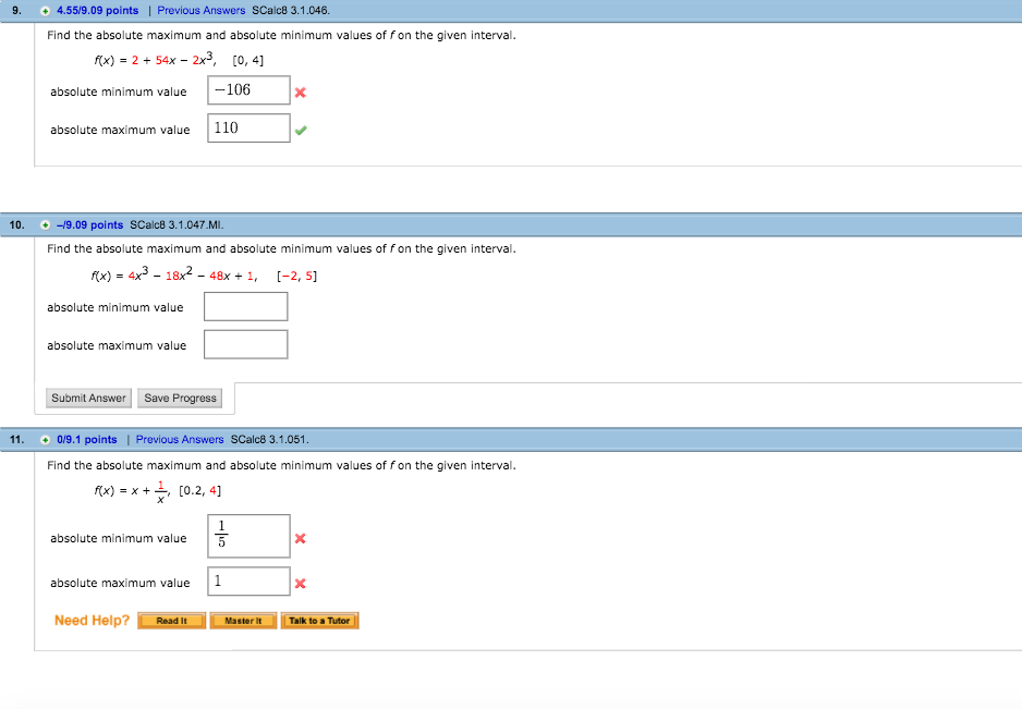 Solved Find the absolute maximum and absolute minimum values | Chegg.com