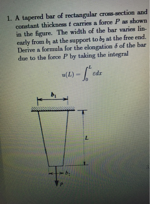 Solved A tapered bar of rectangular cross-section and | Chegg.com
