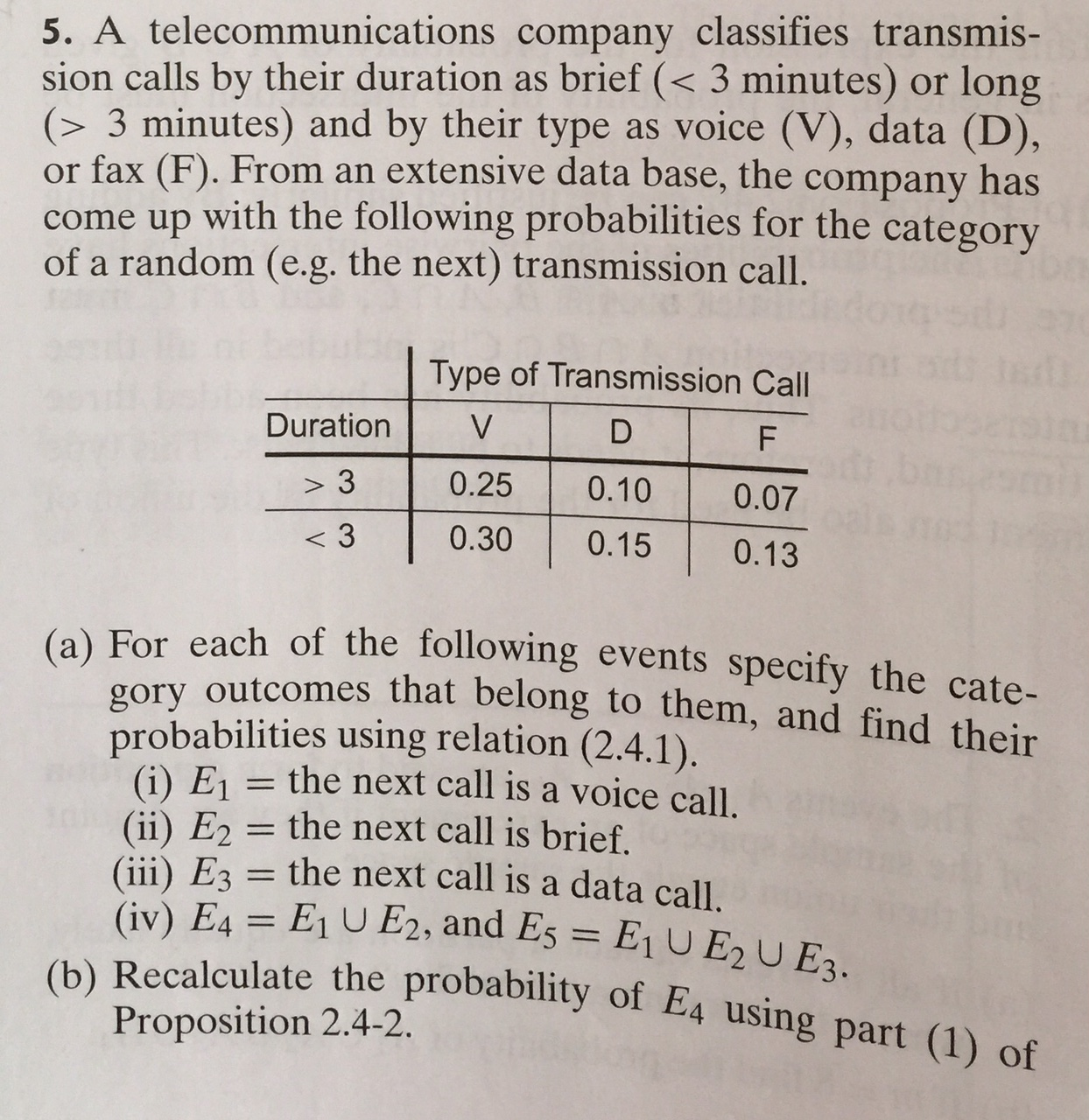 Solved A telecommunications company classifies transmission | Chegg.com