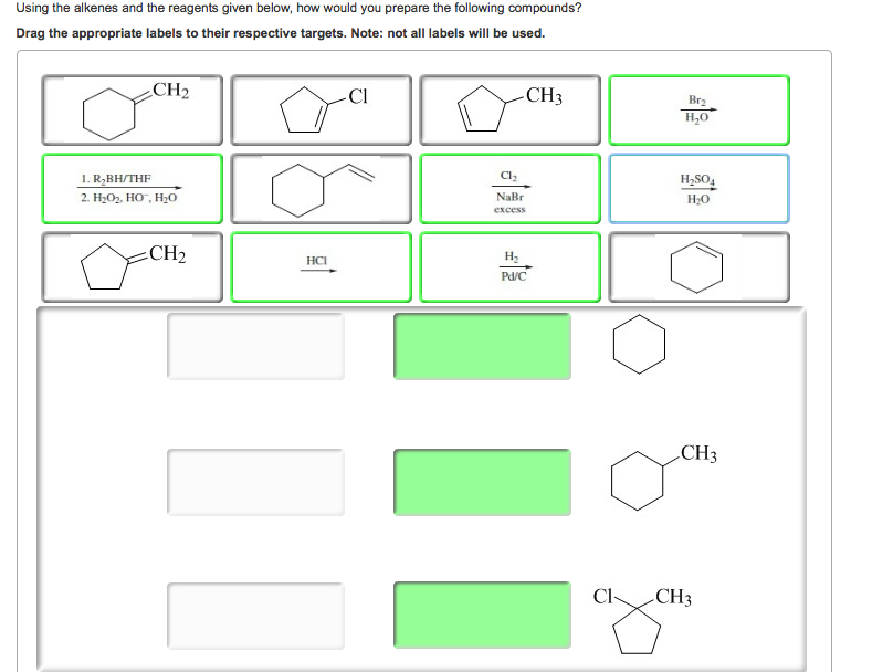 Solved Using the alkenes and the reagents given below, how | Chegg.com