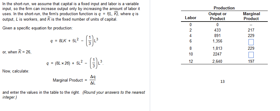 Solved In the short-run, we assume that capital is a fixed | Chegg.com