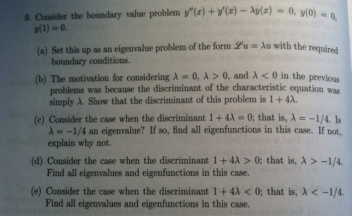Solved Consider the boundary value problem y"(x) + y'(x) - | Chegg.com