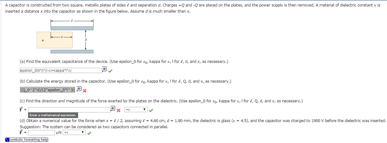 Solved A capacitor is constructed from two square, metallic | Chegg.com