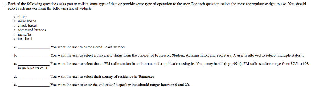 Solved Each of the following questions asks you to collect | Chegg.com