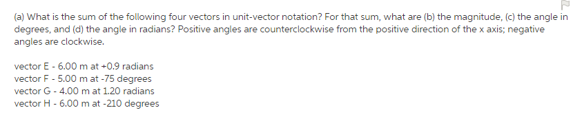Solved What is the sum of the following four vectors in | Chegg.com
