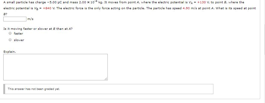 Solved A small particle has charge -5.00 mu C and mass 2.00 | Chegg.com