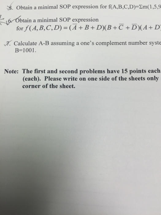 Solved Obtain a minimal SOP expression for f(A.B,C,D)=Sum | Chegg.com