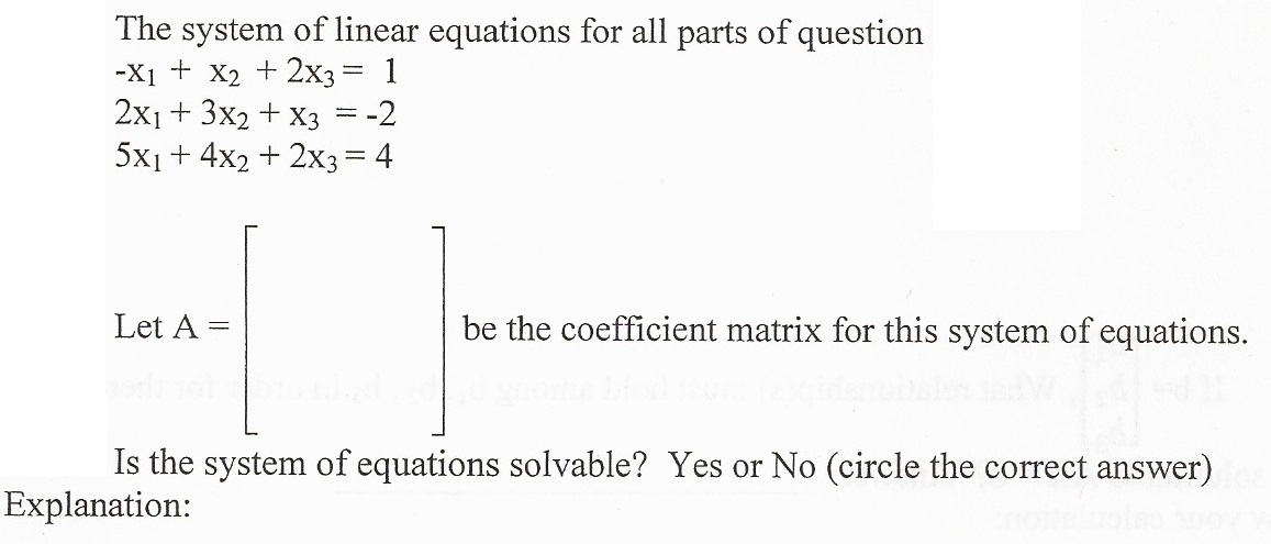 Solved The system of linear equations for all parts of | Chegg.com