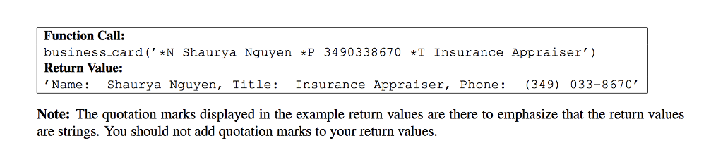 Part II: Create a Business Card (20 points) Write a | Chegg.com