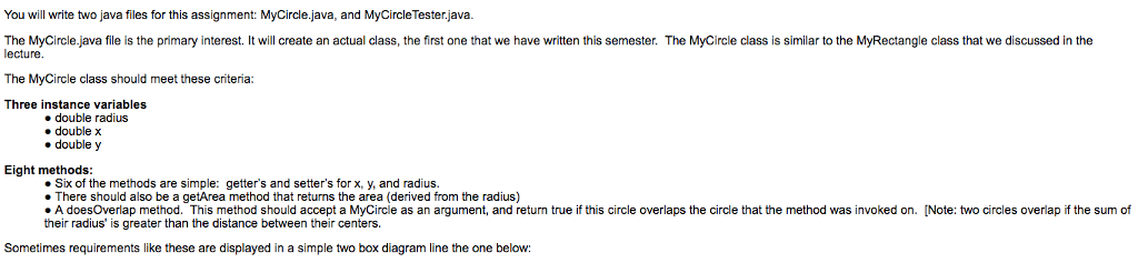 Solved Java Circle Class Chegg