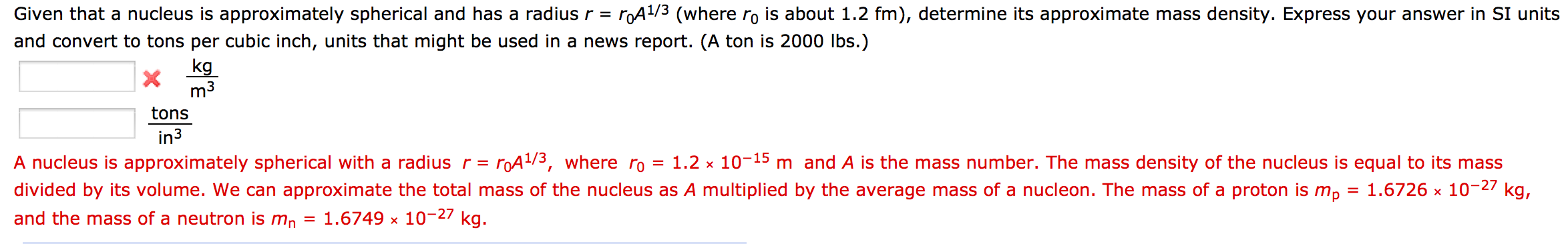 Solved Given that a nucleus is approximately spherical and | Chegg.com