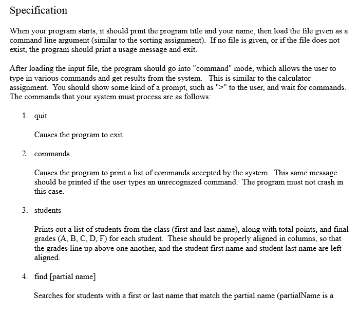 Solved Specification When your program starts, it should | Chegg.com