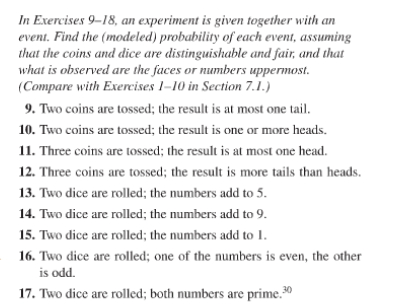 Solved In Exercises 9-18, an experiment is given together | Chegg.com
