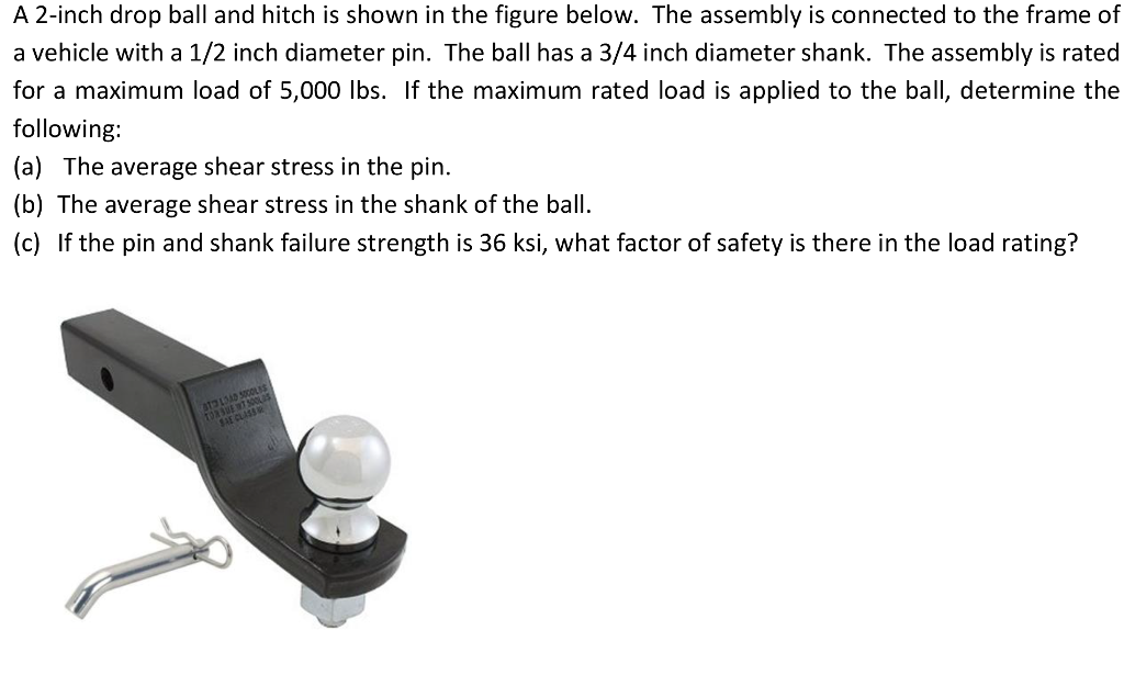 Solved A 2-inch drop ball and hitch is shown in the figure | Chegg.com