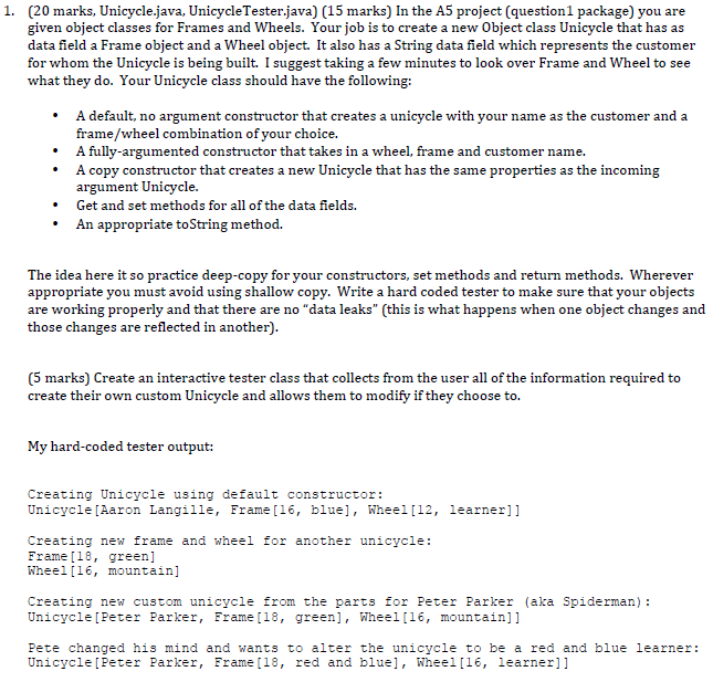 Solved In the A5 project (question 1 package) you are given | Chegg.com