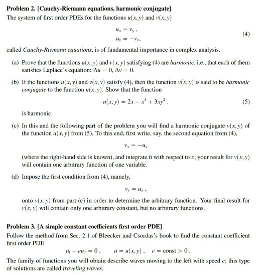 Solved Problem 2. [Cauchy-Riemann equations, harmonic | Chegg.com