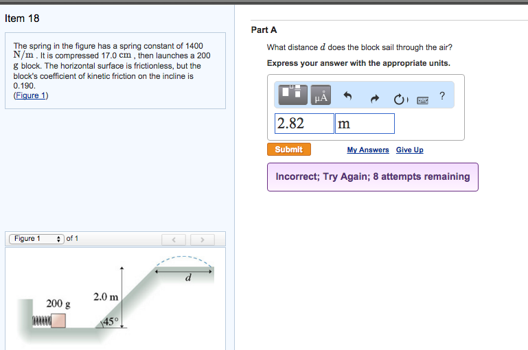 Solved Item 18 The spring in the figure has a spring | Chegg.com