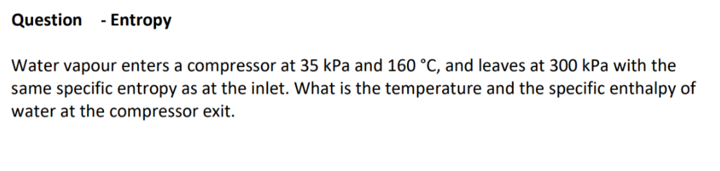 Solved Question - Entropy water vapour enters a compressor | Chegg.com