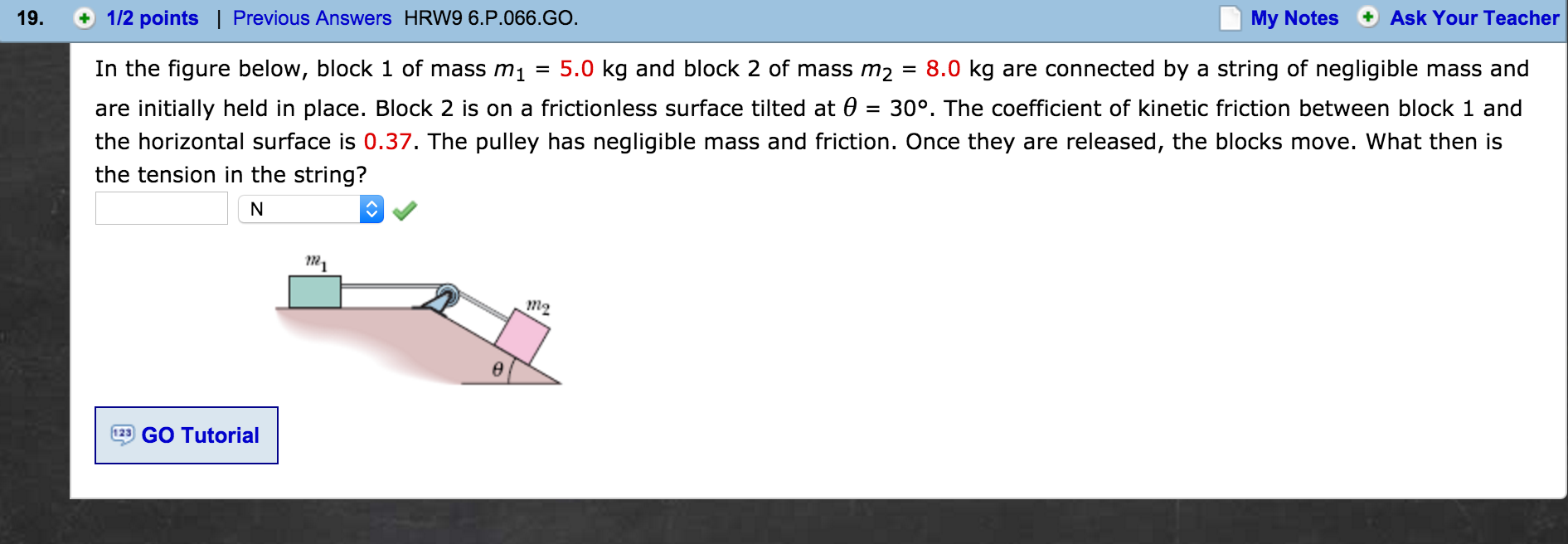 Solved In the figure below, block 1 of mass m_1 = 5.0 kg and | Chegg.com