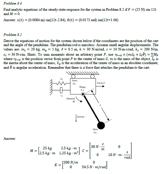 Use ode45 to numerically simulate the response of the | Chegg.com