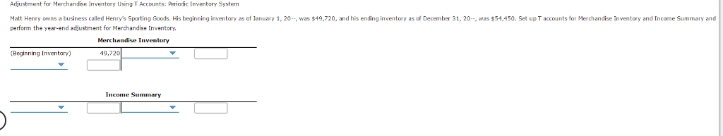 Adjustment for Merchandise Inventory Using T | Chegg.com