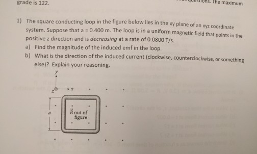 Solved The square conducting loop in the figure below lies | Chegg.com