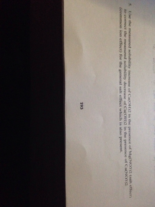 Solved Use the measured solubility increase of Ca(OH)^2 in | Chegg.com