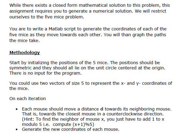 In the general problem, n mice start at the corners | Chegg.com