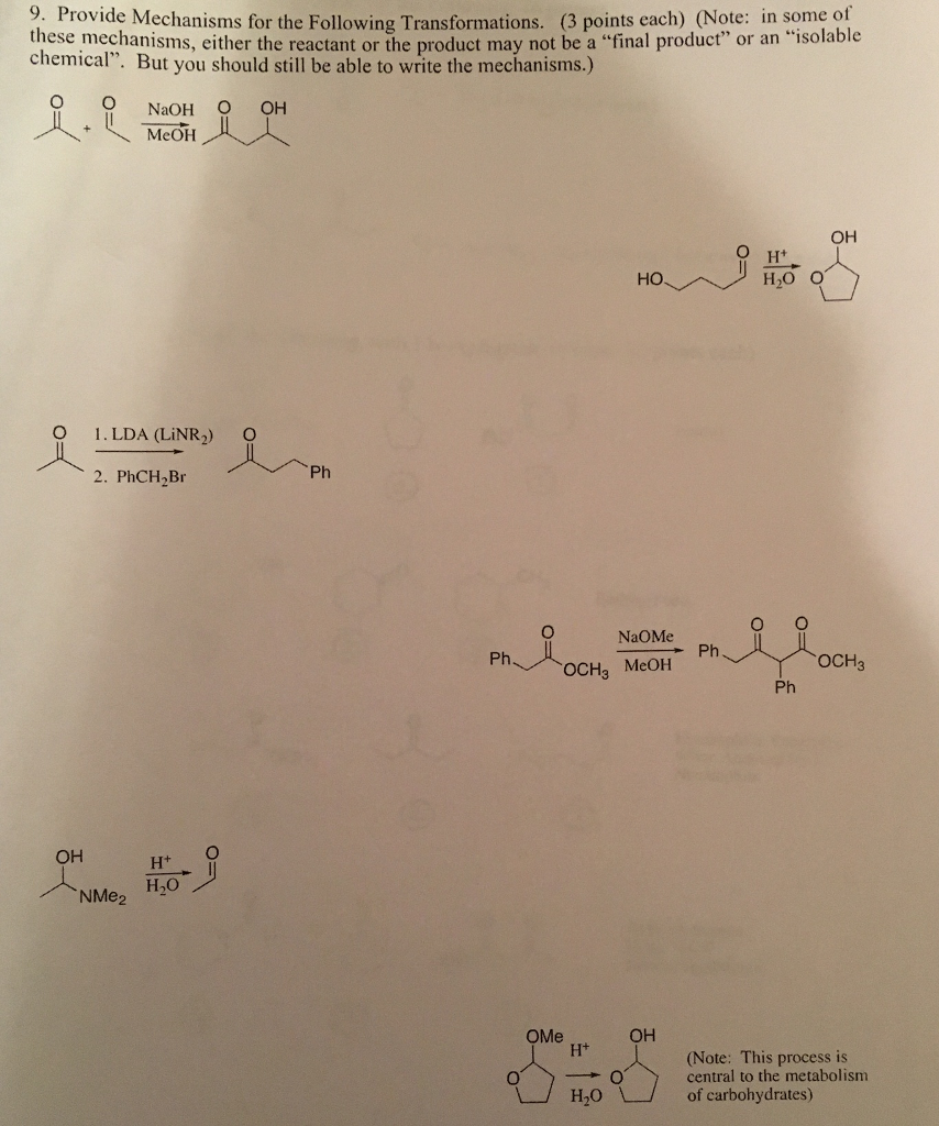 Solved Provide Mechanisms for the following Transformations. | Chegg.com