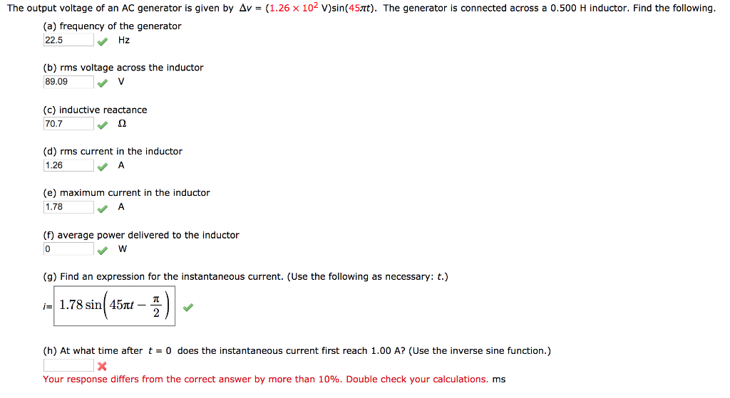 Solved The Output Voltage Of An Ac Generator Is Given By 