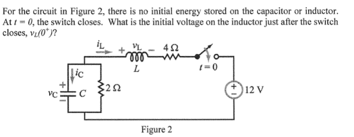 Solved For the circuit in Figure 2, there is no initial | Chegg.com