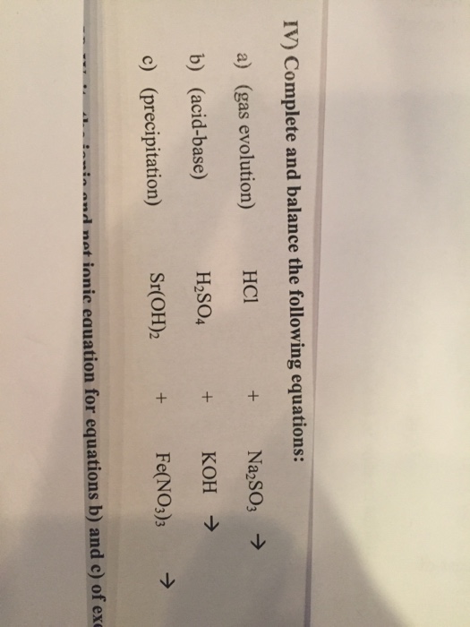 Solved Complete and balance the following equations: a) | Chegg.com