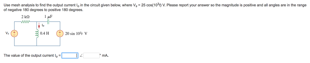 Solved Use mesh analysis to find the output current Io in | Chegg.com