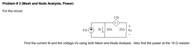 Solved Problem 3 Mesh And Node Analysis Power For The 2446