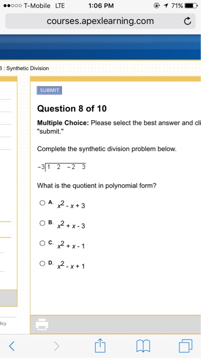 Solved ooo T-Mobile LTE 1:06 PM courses.apexlearning.com 3: | Chegg.com