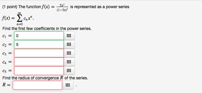 Solved (1 point) The functionf(x) = AL is represented as a | Chegg.com