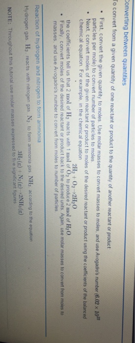 Solved To convert from a given quantity of one reactant or | Chegg.com