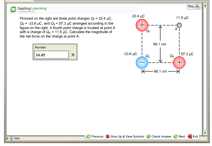 Solved Pictured on the right are three point charges Q1 = | Chegg.com