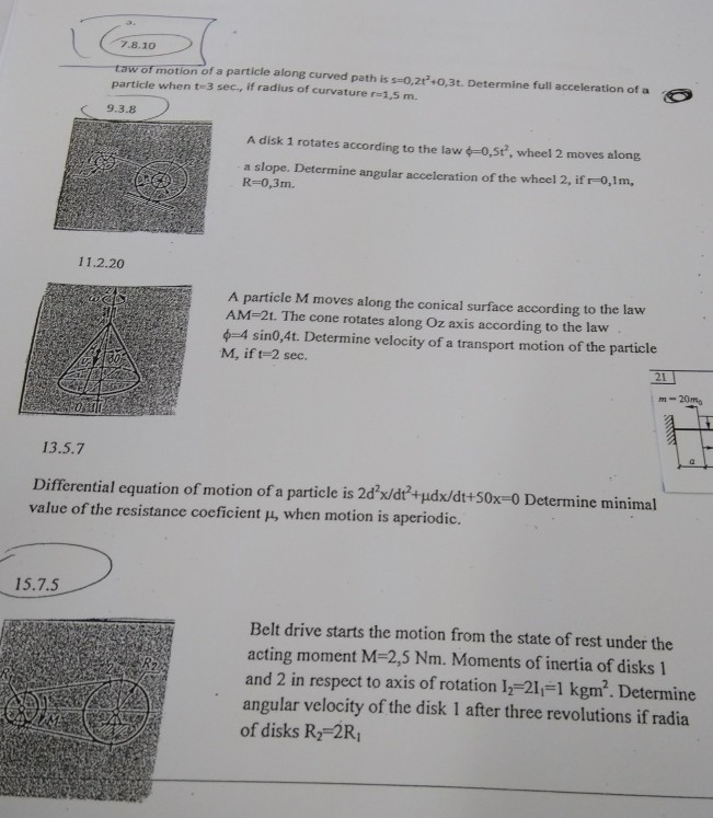 Solved 7.8.10 - Law of motion of a particle along curved | Chegg.com