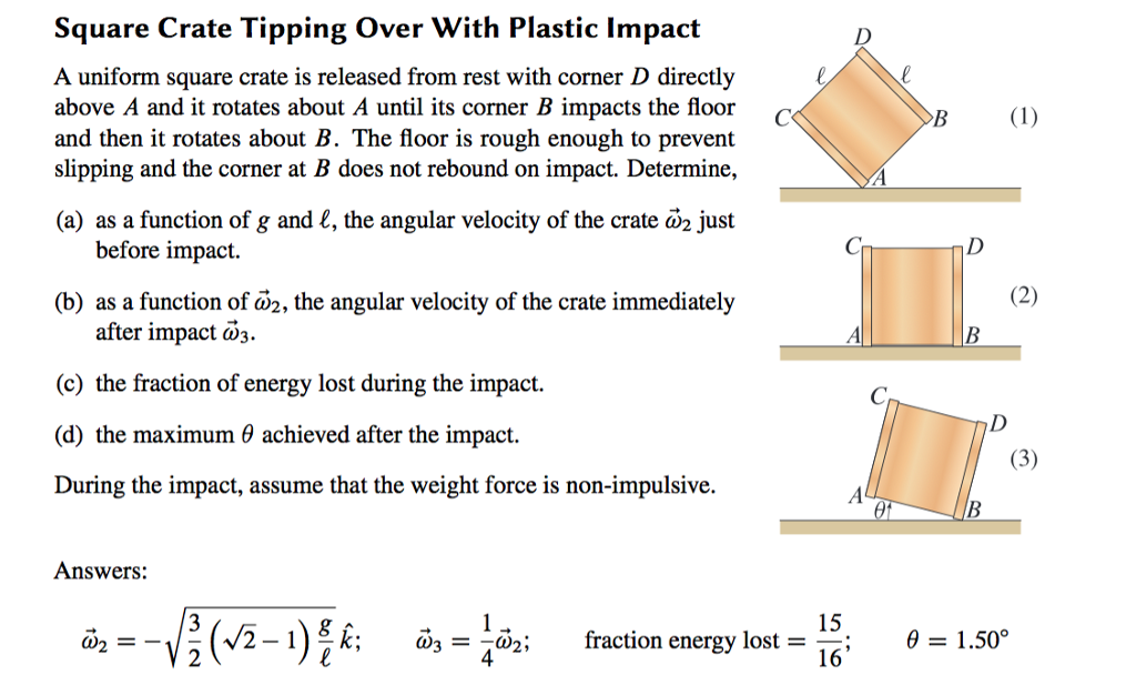 Solved Square Crate Tipping Over With Plastic Impact A | Chegg.com